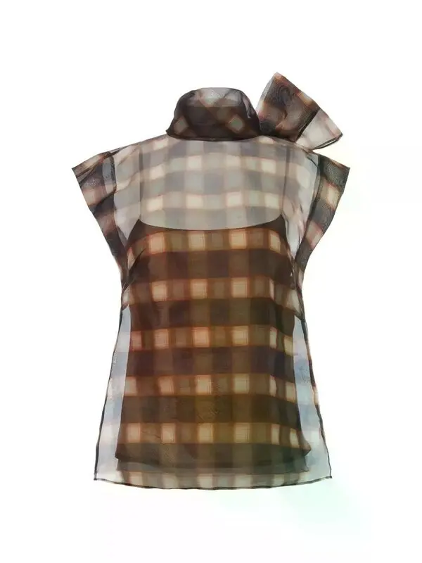 Monse Plaid Shoulder-tie Blouse