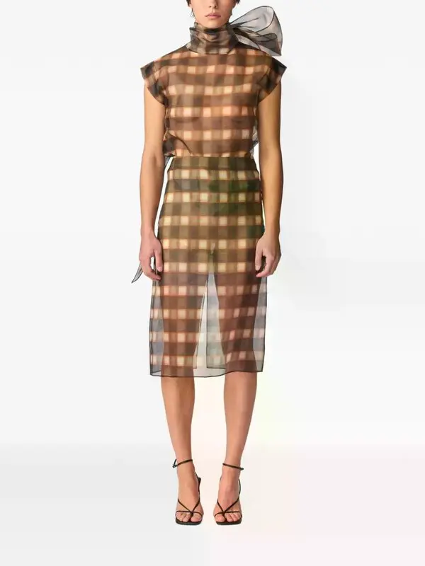 Monse Plaid Shoulder-tie Blouse