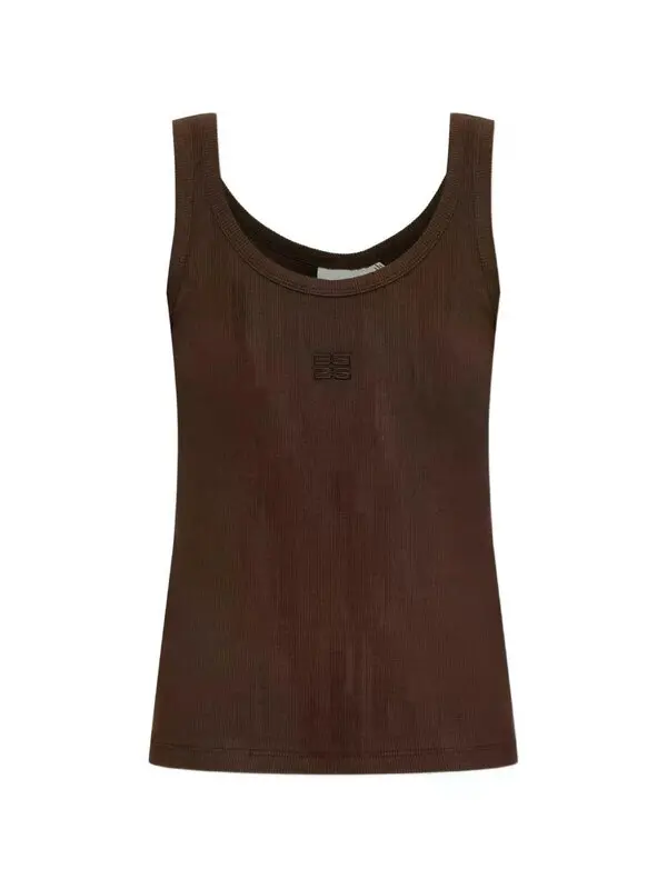 GESTUZ Ribbed-knit Logo-embroidered Sleeveless Top