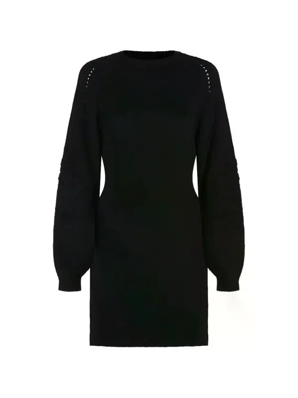 TWINSET Floral-embroidered Pointelle-knit Mini Dress - Black