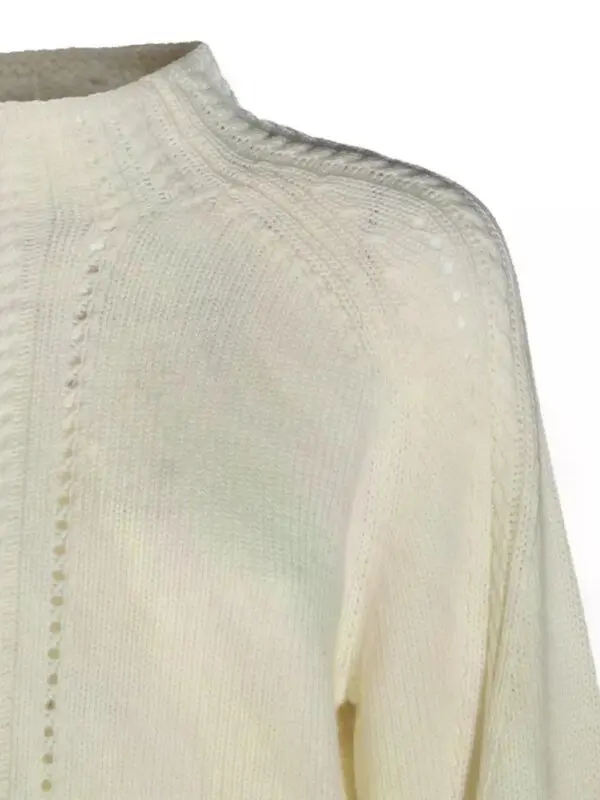 TWINSET Floral Embroidered Cable-knit Mock Neck Sweater