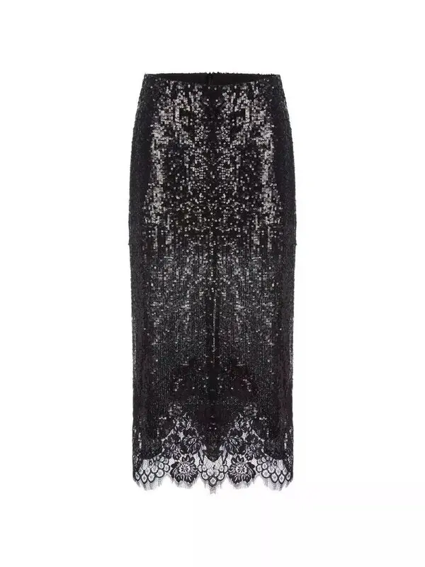 Monse Sequin-embellished Lace-hem Skirt