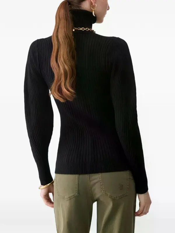 Liu Jo Ribbed Turtleneck With Balloon Sleeves