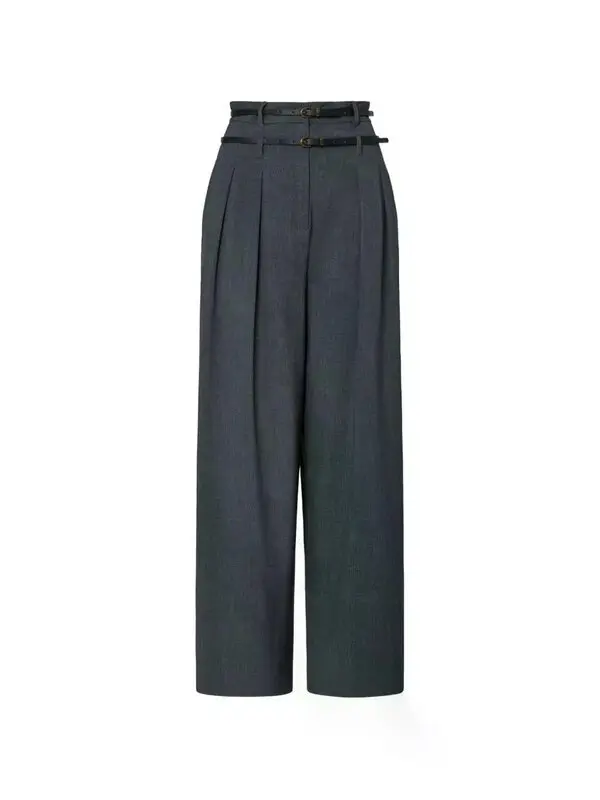 Liu Jo Flannel Wide-leg Pants With Double Belt Detail
