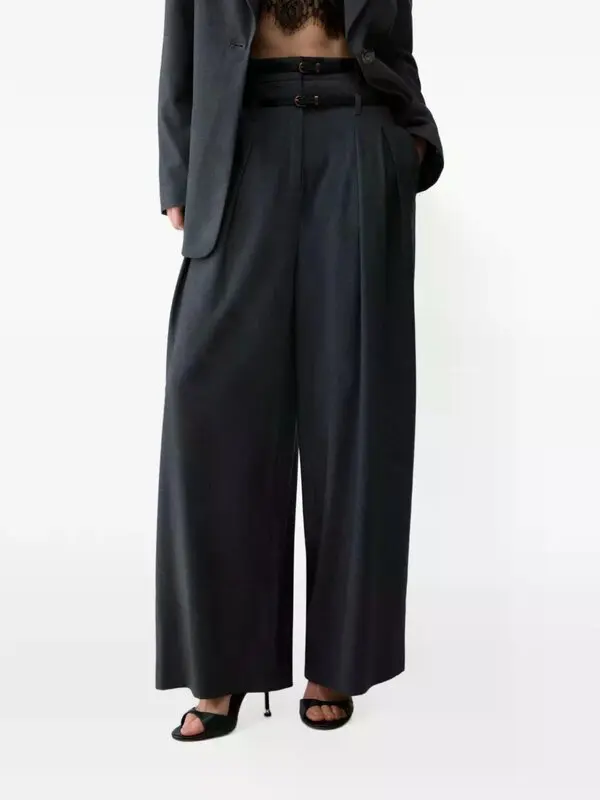 Liu Jo Flannel Wide-leg Pants With Double Belt Detail