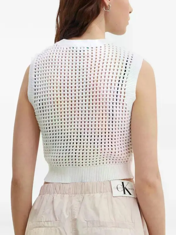 BENETTON Crochet-knit Cropped Sweater