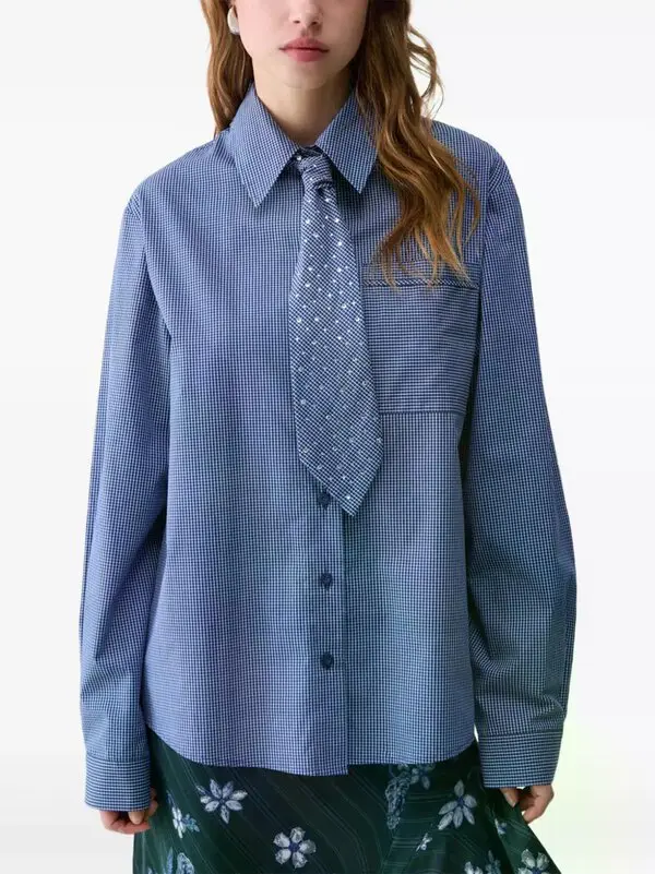 Liu Jo Poplin Shirt With Embellished Tie