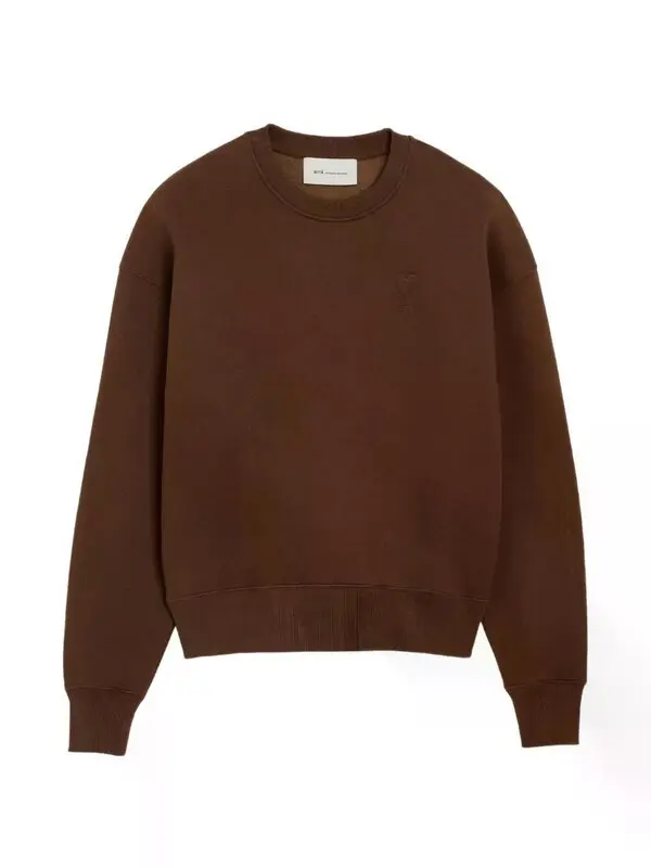 AMI Paris De Coeur Embroidered Sweatshirt - Brown