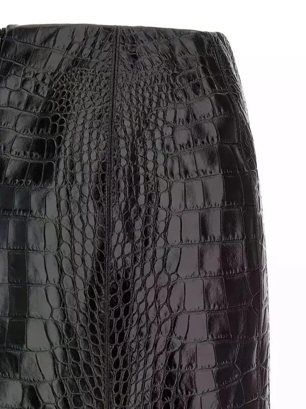 Ermanno Scervino Crocodile-effect Lace Hem Midi Skirt