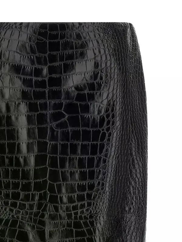 Ermanno Scervino Crocodile-effect Lace Hem Midi Skirt