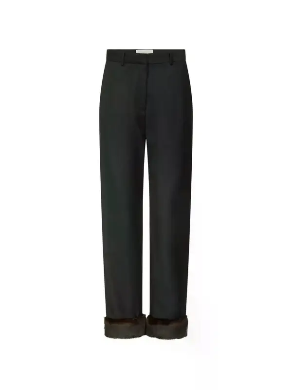 Loulou De Saison Haden Faux Fur-trim Wool Trousers - Black