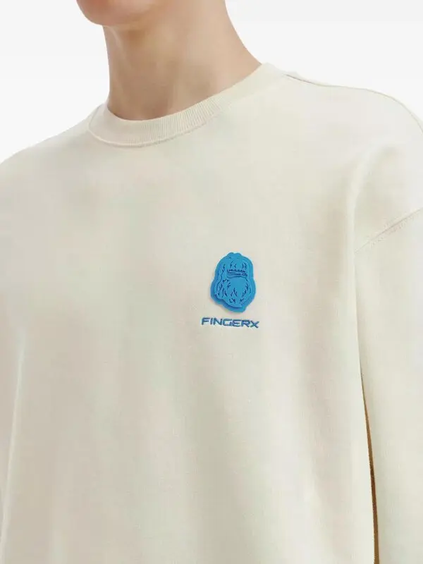 FINGERCROXX Cotton Crewneck Sweatshirt With Logo Patch
