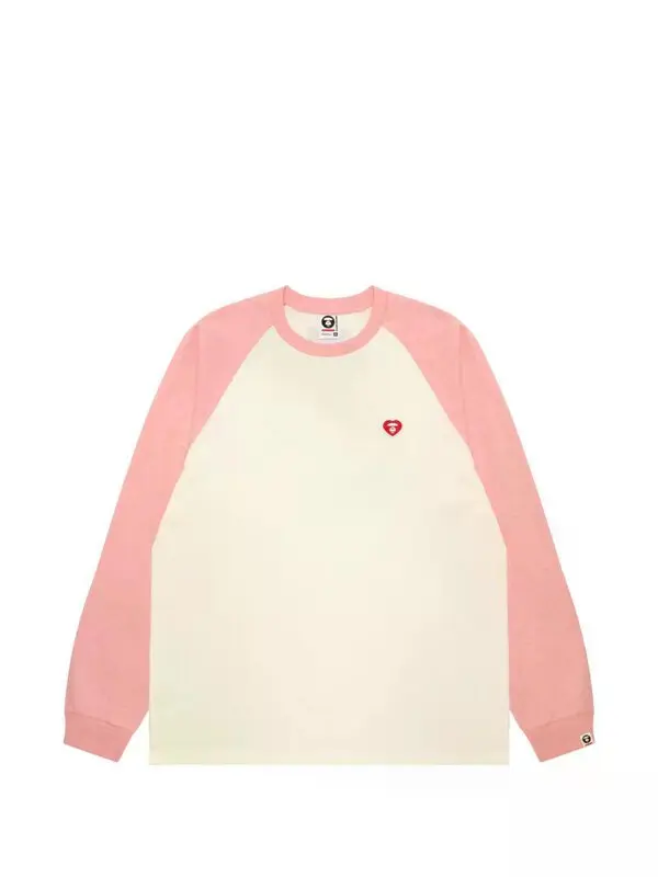 AAPE BY *A BATHING APE Aapenow Raglan-sleeve Heart-patch T-shirt - Pink