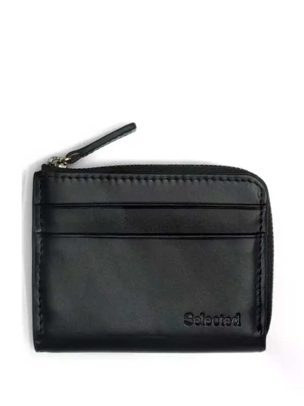 SELECTED Zipped Leather Wallet - Black