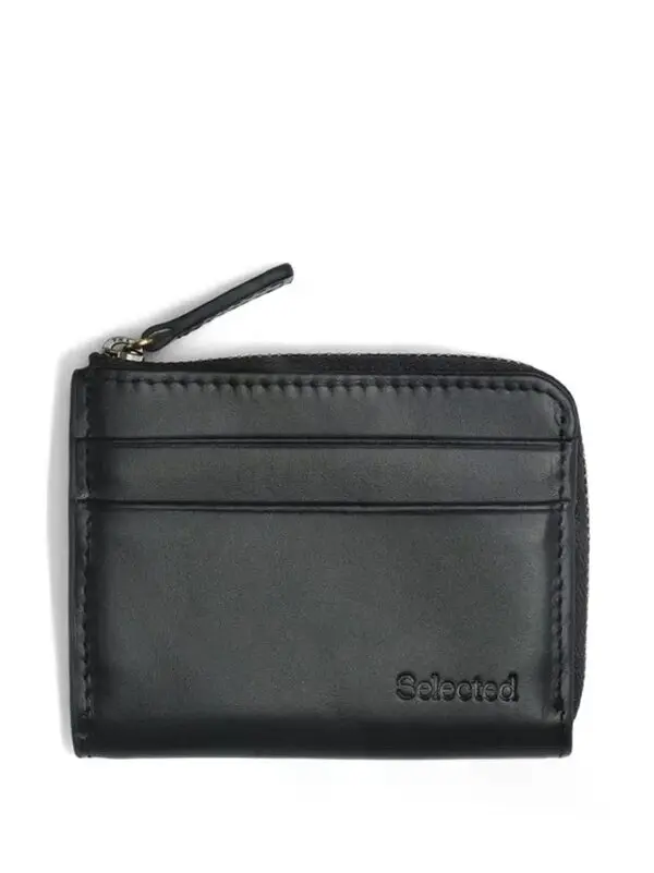 SELECTED Zipped Leather Wallet - Black