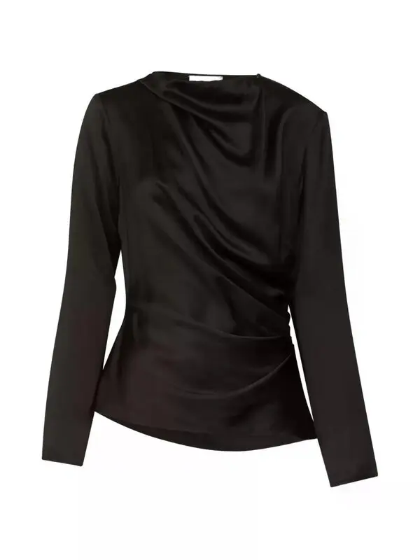 Loulou De Saison Anya Draped Satin Top - Black