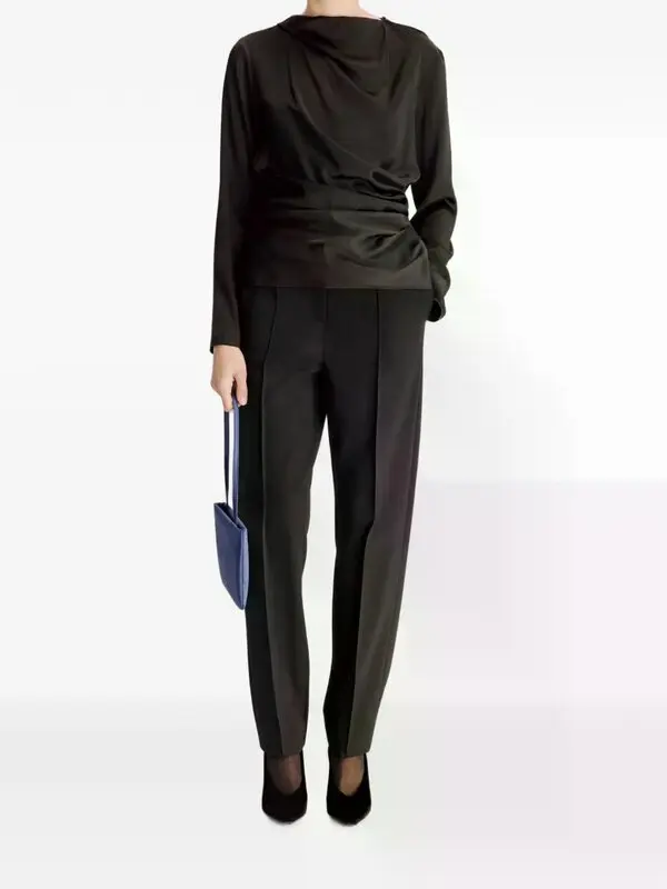Loulou De Saison Anya Draped Satin Top - Black