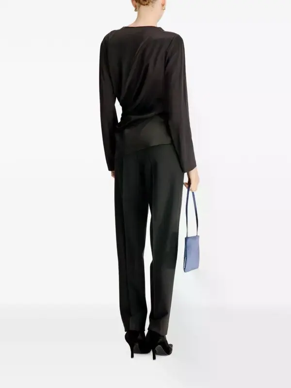 Loulou De Saison Anya Draped Satin Top - Black
