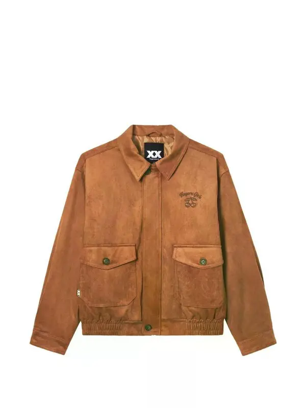 FINGERCROXX Embroidered-logo Bomber Jacket - Brown