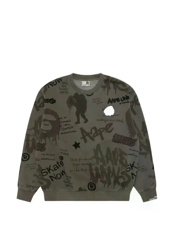 AAPE BY *A BATHING APE Graffiti Print Crewneck Sweater