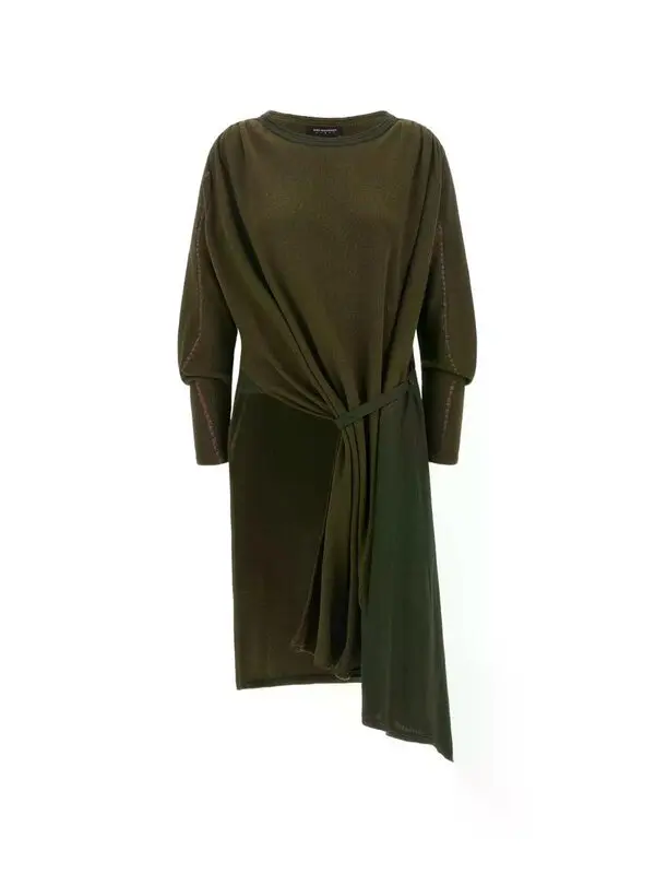 KIKO KOSTADINOV Long-sleeve Asymmetrical-hem Dress - Green