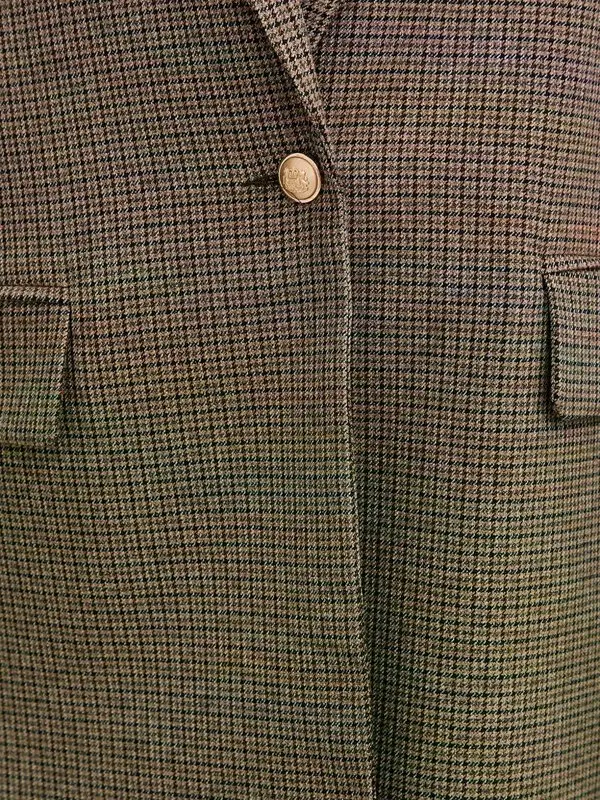 MORGAN Houndstooth Pattern Single-breasted Blazer - Brown