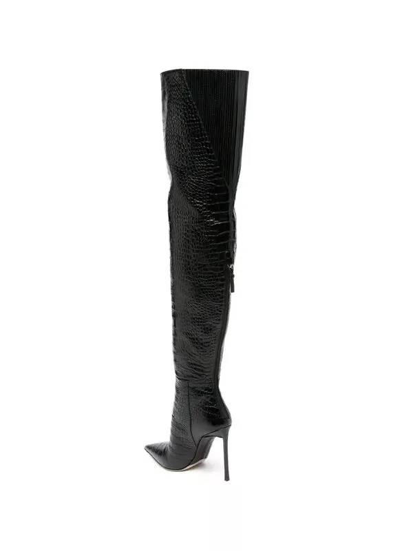 TOM FORD Croc-effect Over-the-knee Stiletto Boots - Black