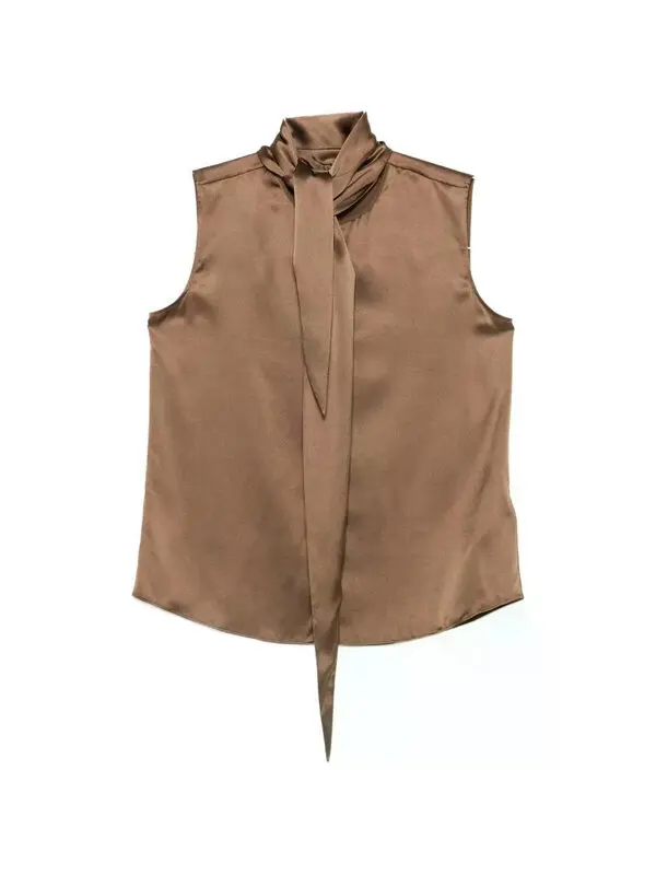 Dorothee Schumacher Sence Of Shine Bow-detail Sleeveless Top - Brown