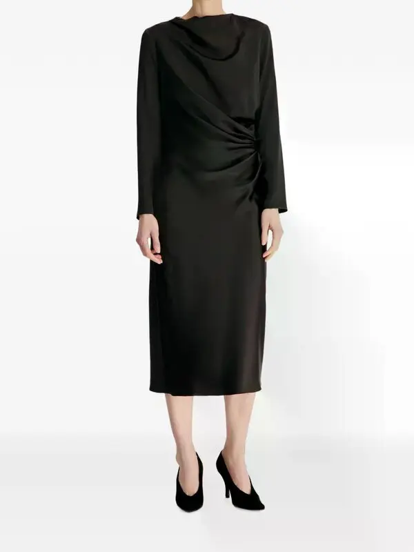 Loulou De Saison Fabio Draped Satin Midi Dress - Black