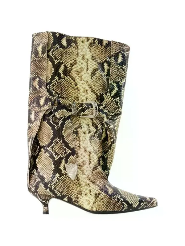 Toga Snake-effect Buckled Boots