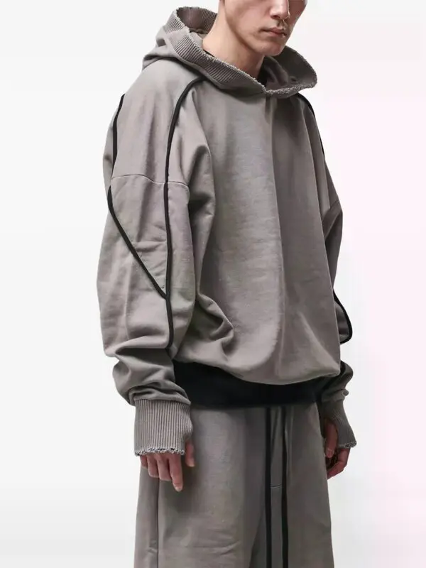 THOM KROM Contrast Piping Raw Edge Hoodie