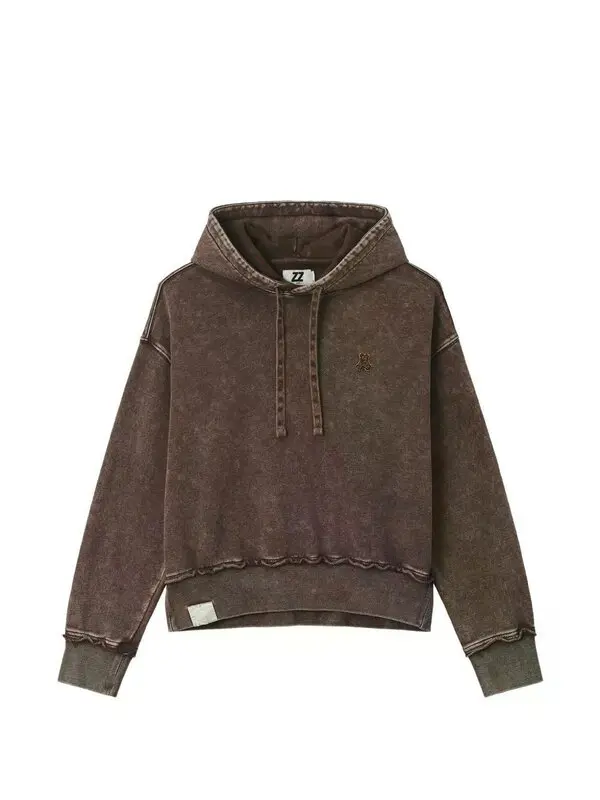 Izzue Graphic-print Drawstring Hoodie - Brown