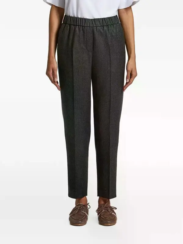 Peserico Elasticated Waistband Chain-trim Trousers - Grey