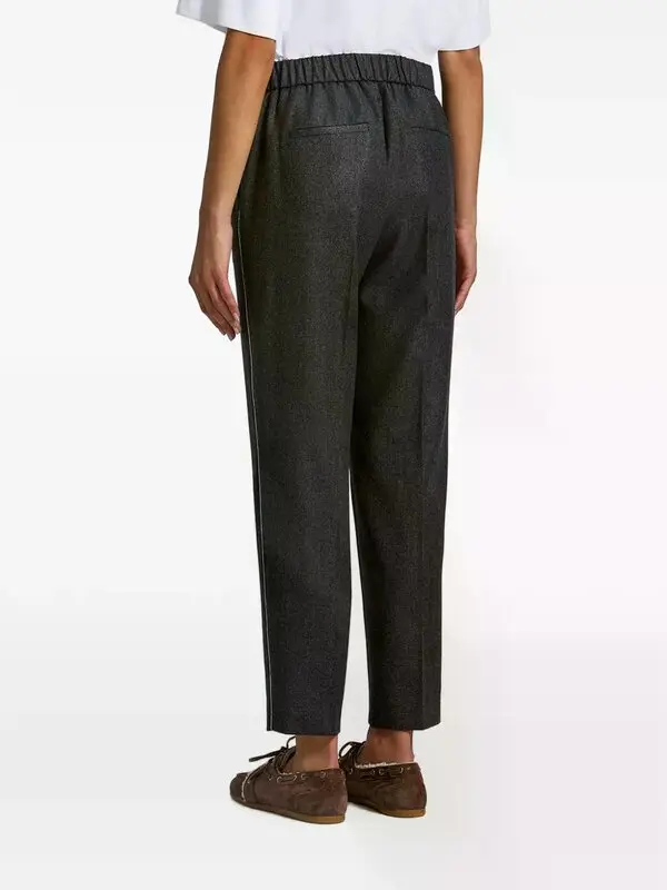 Peserico Elasticated Waistband Chain-trim Trousers - Grey