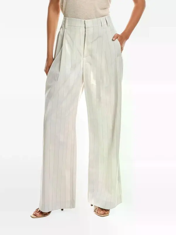 Brunello Cucinelli Pinstripe-pattern Pleated Trousers - White