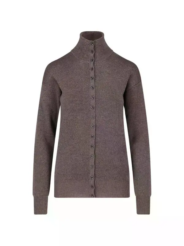 LEMAIRE Button-up High-neck Cardigan - Brown