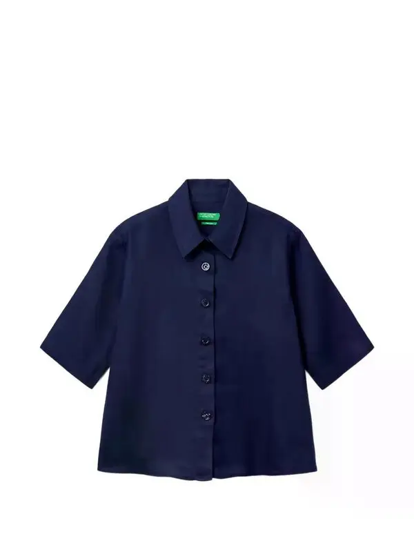 BENETTON Short-sleeve Boxy-fit Shirt - Blue
