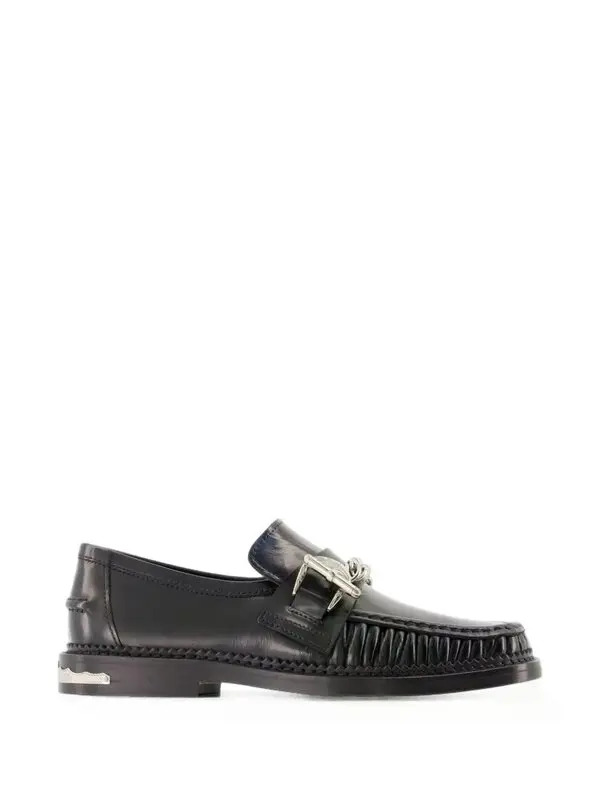 Toga Chain-embellished Ruched Leather Loafers