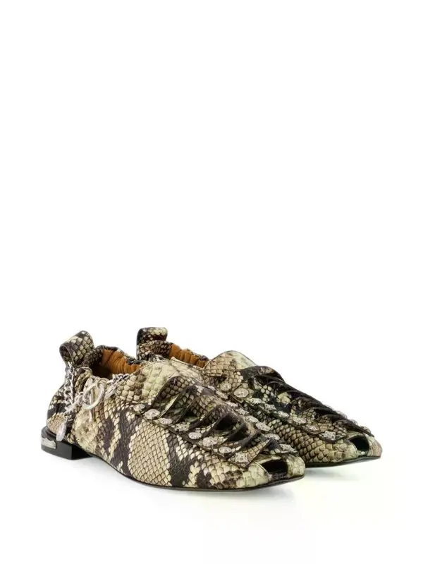 Toga Snakeskin-effect Studded Ballet Flats
