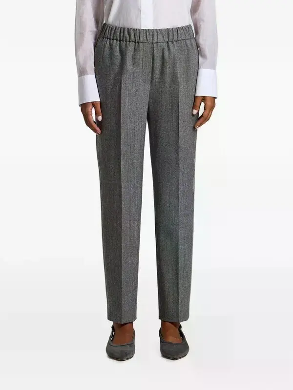 Peserico Elasticated-waistband Pressed-crease Trousers - Grey