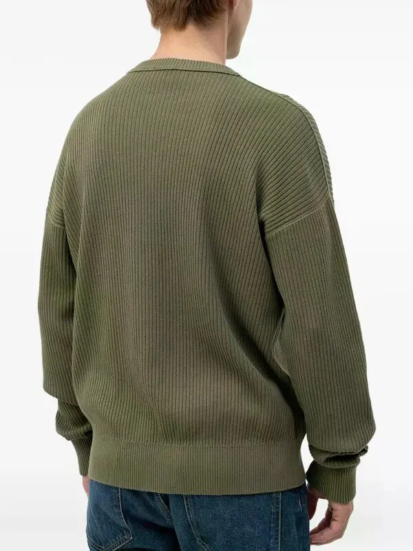 Hugo Oversized-fit Sweater In Ribbed Cotton With Varsity Logo