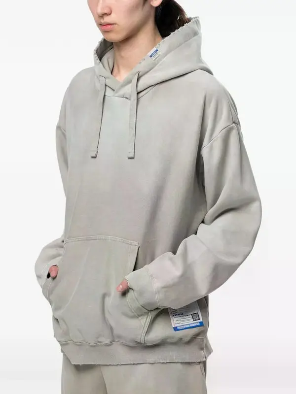 Mihara Yasuhiro Distressed Sun-faded Cotton Hoodie - Grey