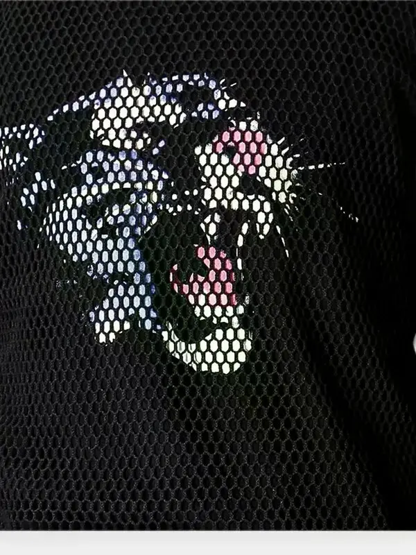 PUMA Mesh-panel Graphic-print Sweater - Black