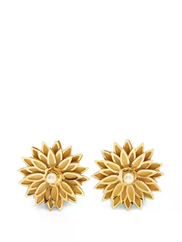 Dolce & Gabbana Flower Faux Pearl Clip-on Earrings - Gold
