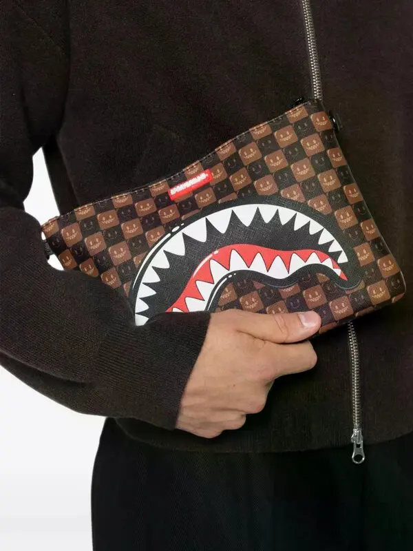 SPRAYGROUND Shark Mouth Check-print Clutch Bag