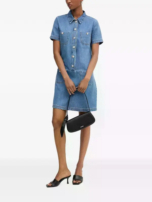 MORGAN Button-up Short-sleeve Denim Mini Dress