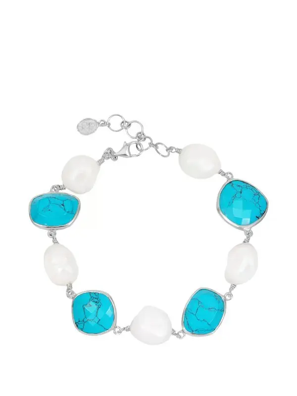 DOWER & HALL Turquoise And Pearl Bracelet - Silver