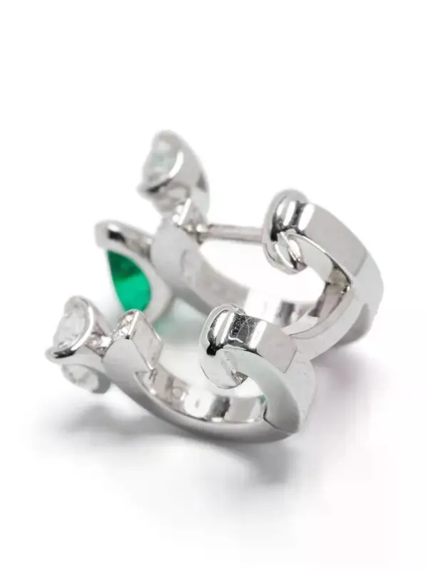 REPOSSI 18kt White Gold Serti Sur Vide Diamond And Emerald Ear Cuff - Silver