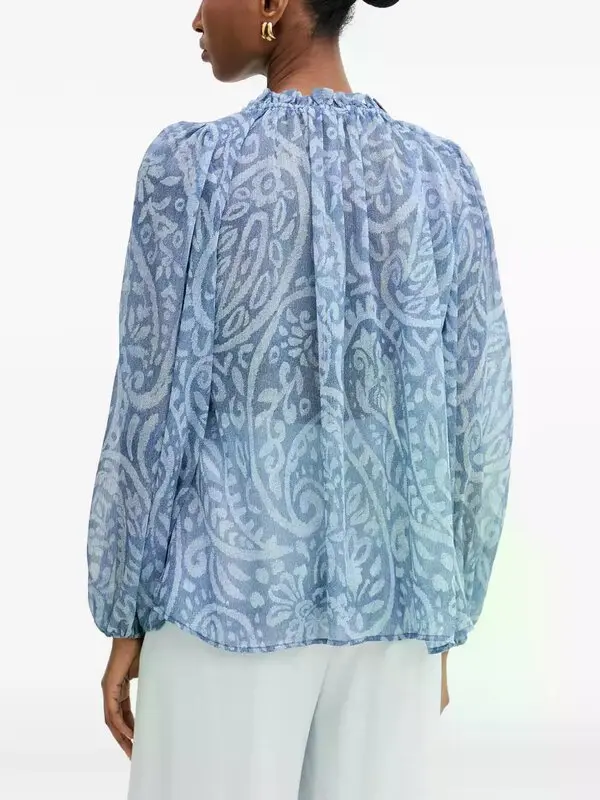 MORGAN Paisley-print Ruffled Blouse