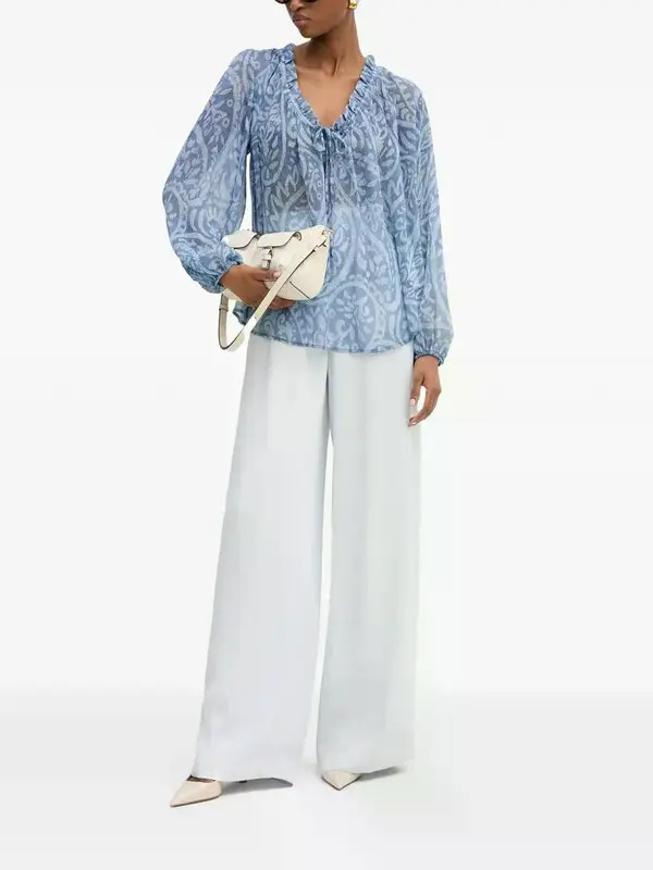 MORGAN Paisley Print Ruffled Blouse